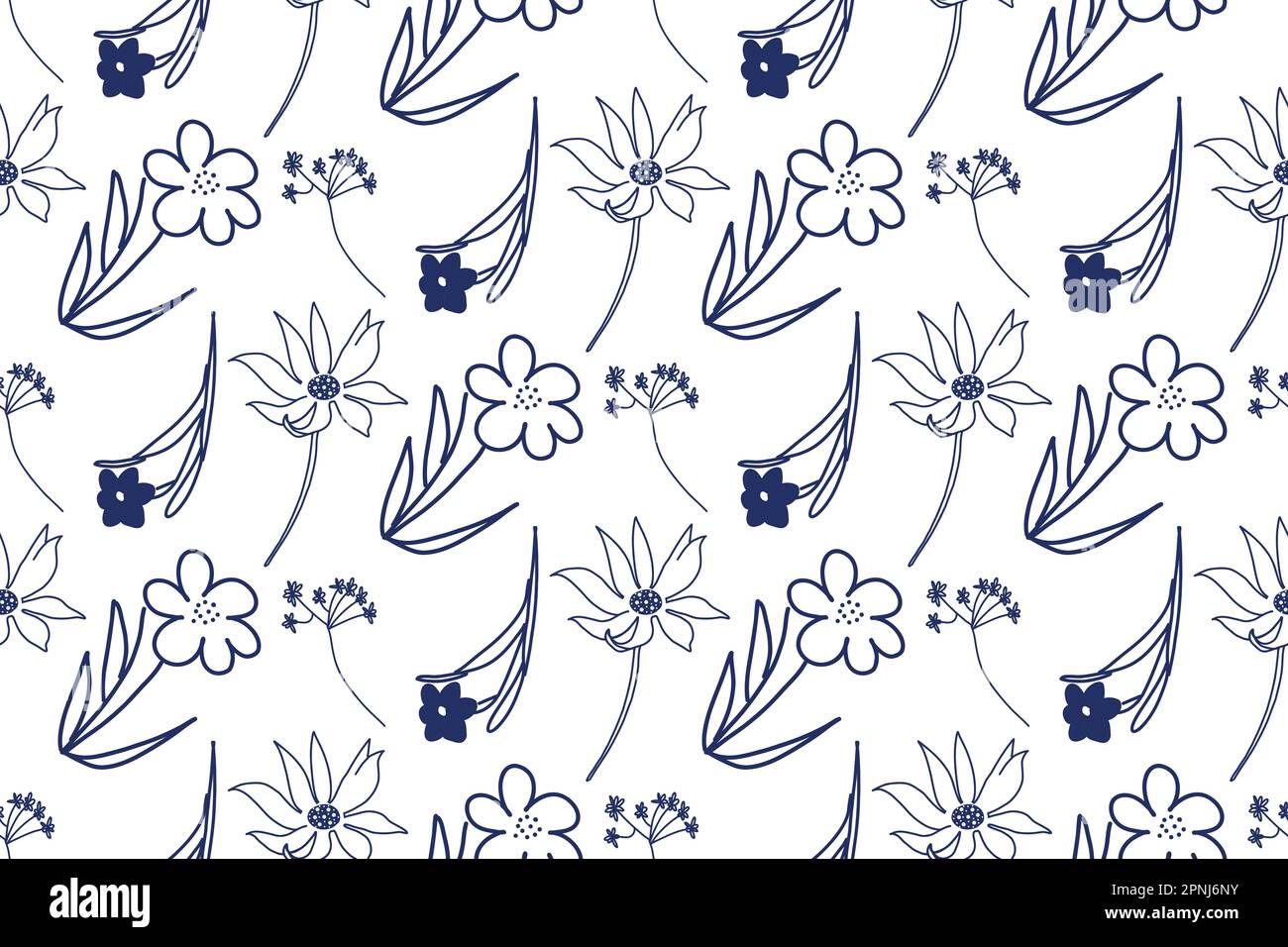 Seamless pattern. Floral pattern drawn on a tablet. Vector flowers of ...