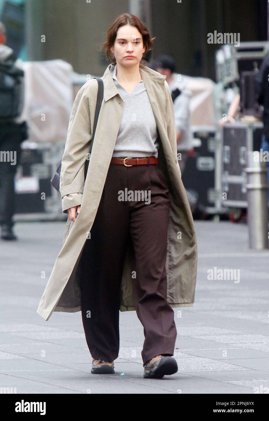New York, NY, USA. 17th Apr, 2023. Lily James on the set of Relay on ...