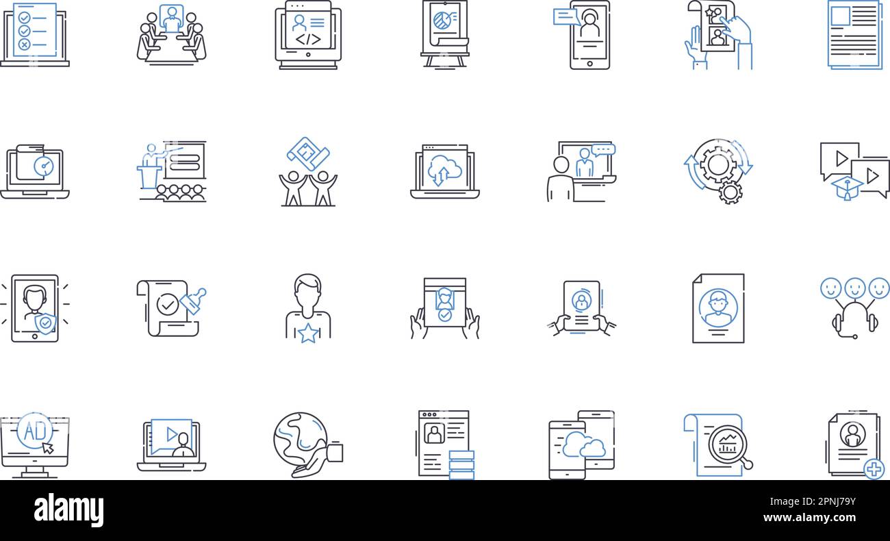 Press corps line icons collection. Journalism, Reporters, Media, News, Interviews, Coverage ...