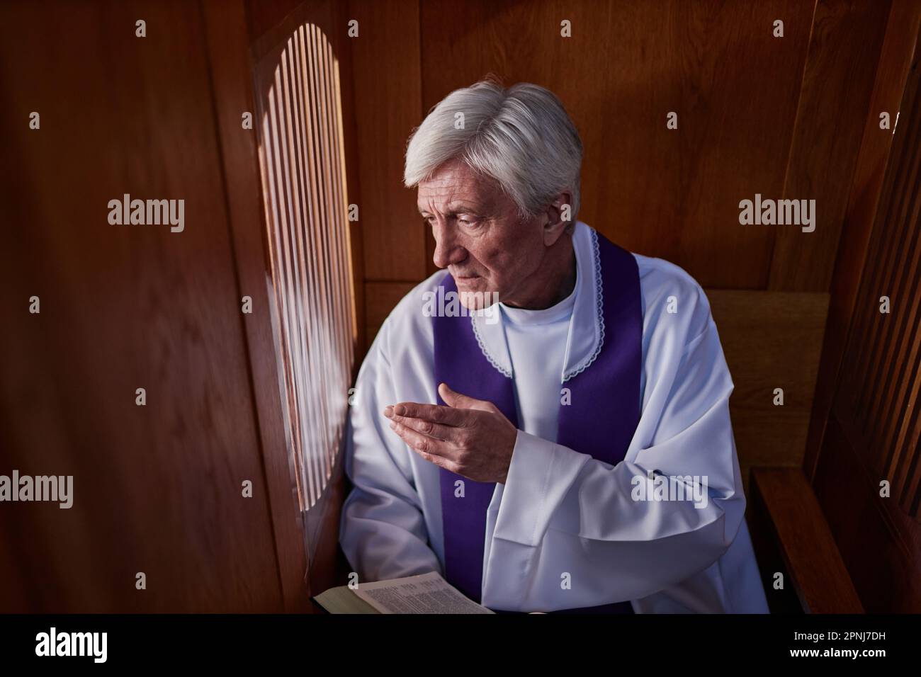 Priest confession booth hi-res stock photography and images - Alamy