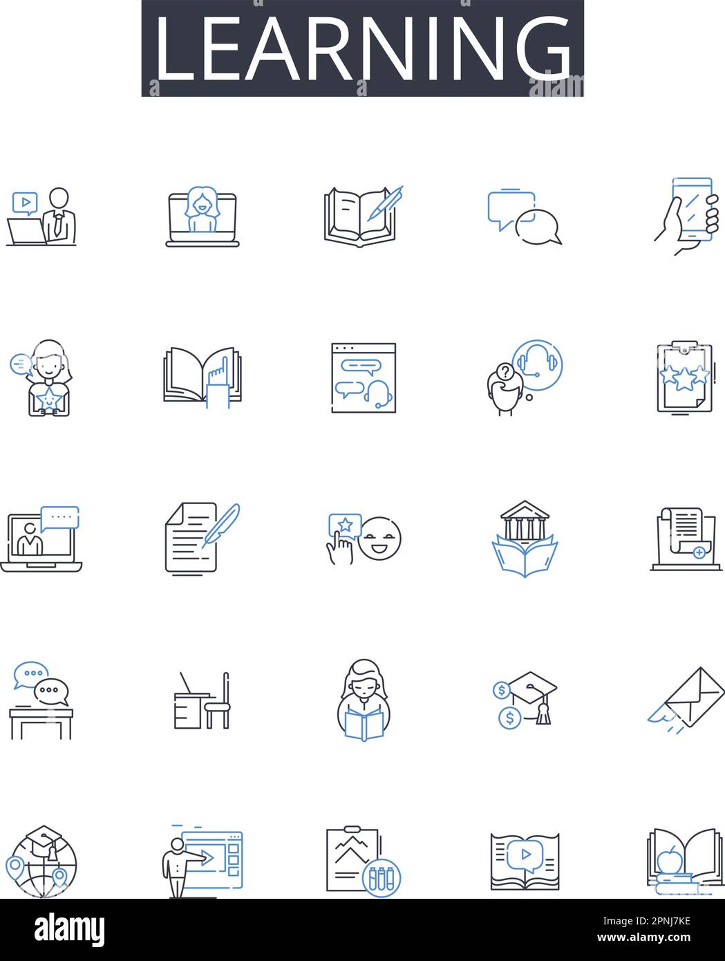 Learning line icons collection. Knowledge acquisition, Skill ... Learning line icons collection. Knowledge acquisition, Skill ...