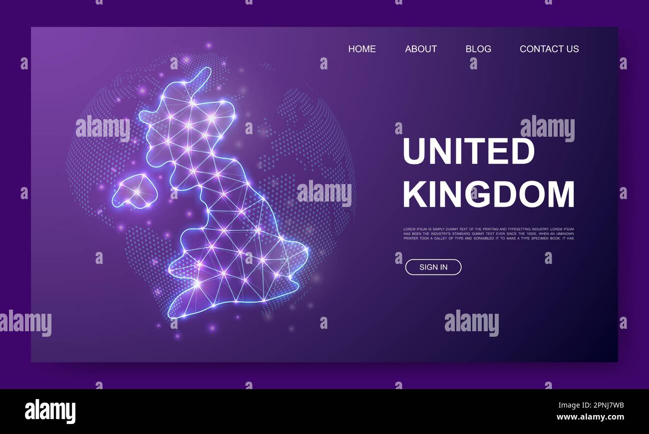 United Kingdom 3d low poly website template. Great Britain design ...