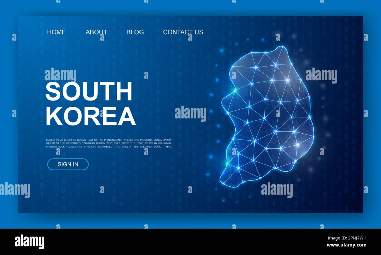 South Korea 3d polygonal website template. Republic of Korea design ...