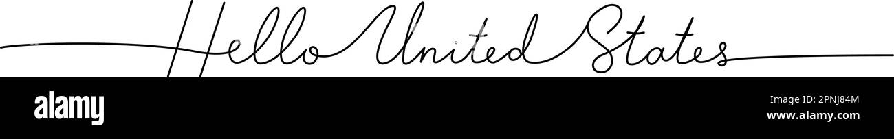Hello United States - word with continuous one line. Minimalist phrase ...