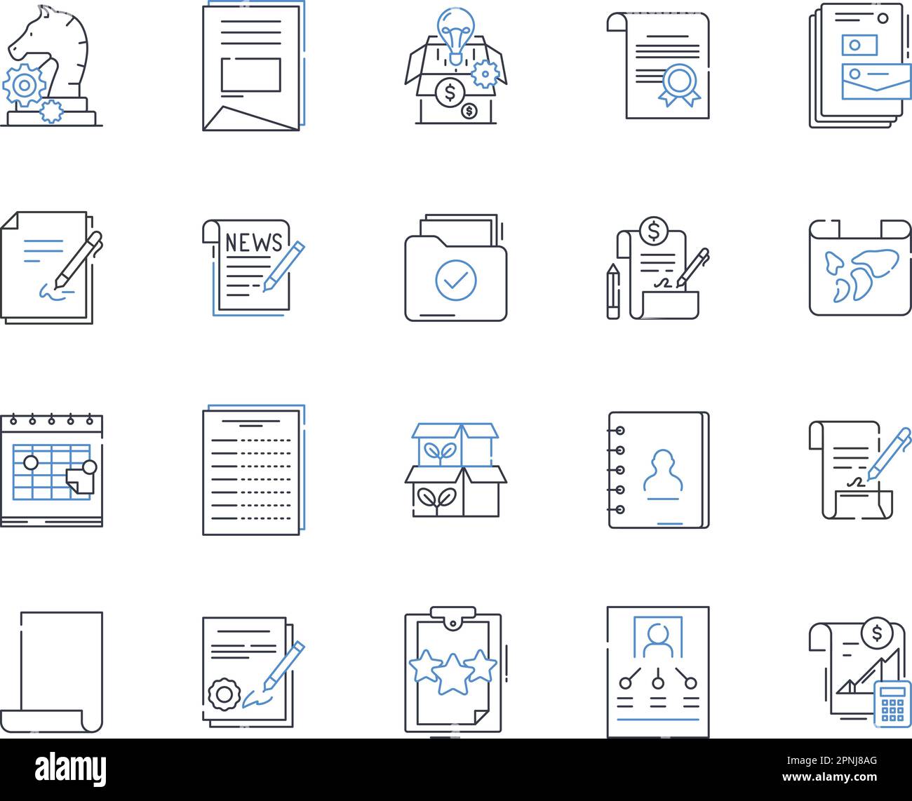 Pipeline Management Line Icons Collection Optimization Performance Efficiency Forecasting