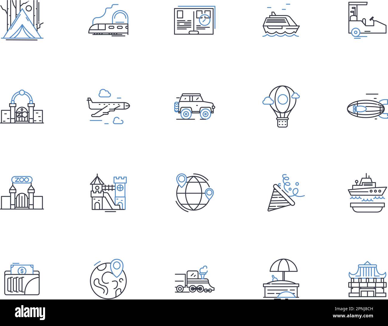 Touring line icons collection. Adventure, Exploration, Discovery ...