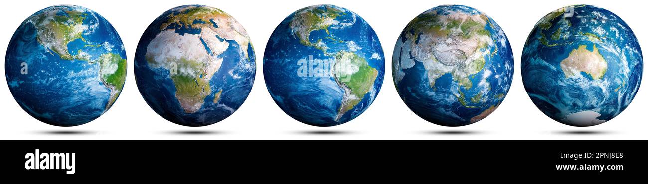 Earth globe world map set. Elements of this image furnished by NASA. 3d ...
