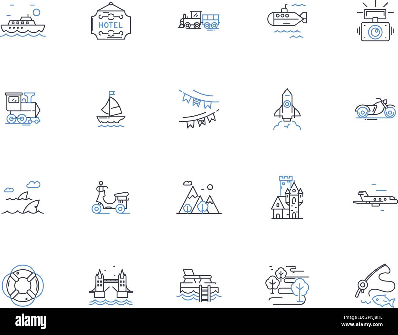 Venturing line icons collection. Exploration, Courage, Discovery ...
