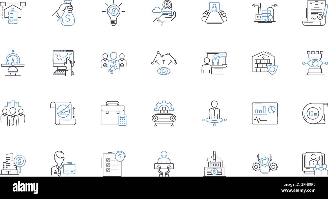 Factory Output Line Icons Collection Production Efficiency Capacity Performance