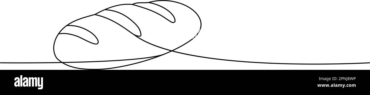 Whole grain wheat bread one line continuous drawing. Bakery pastry ...