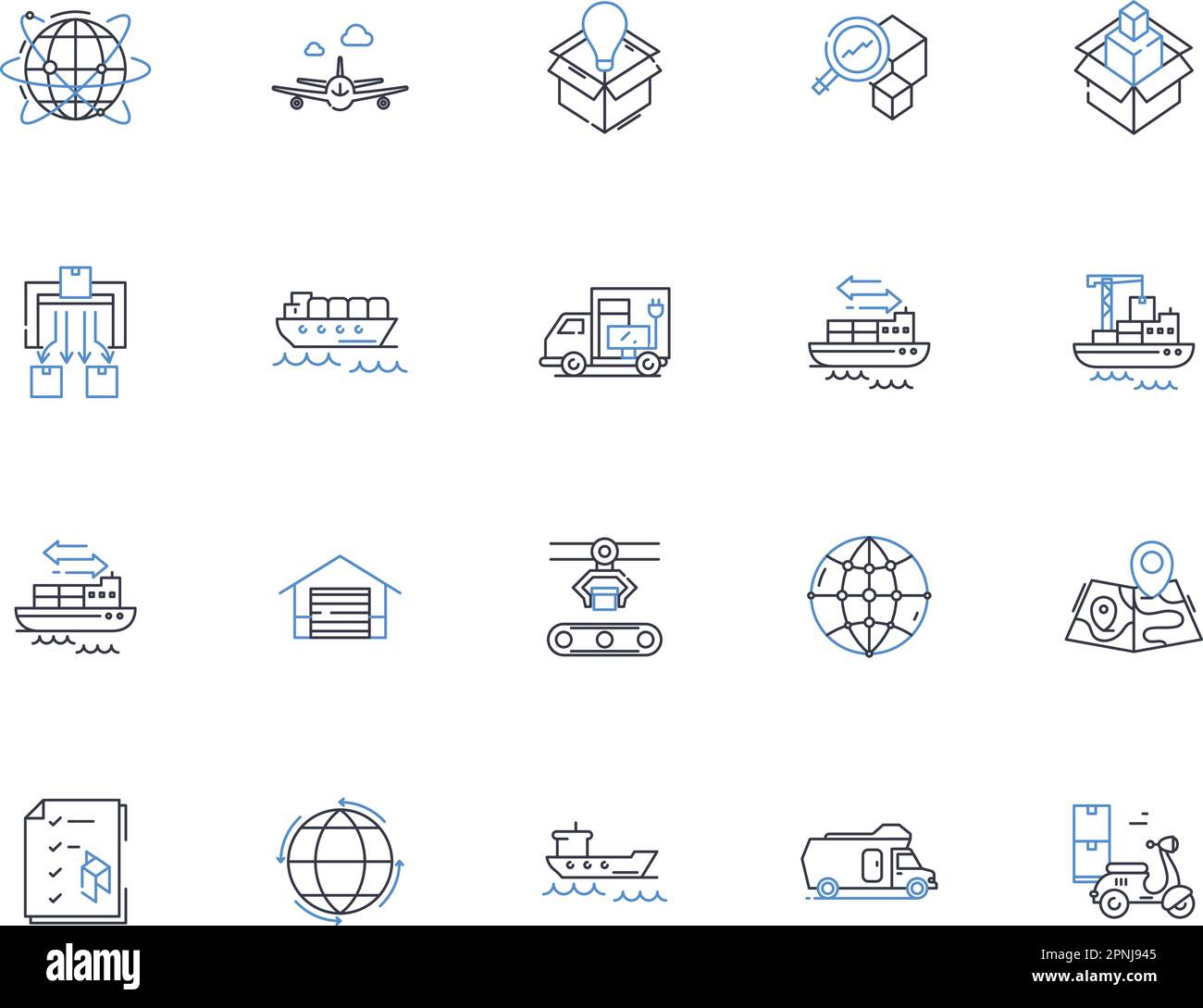 Delivery system line icons collection. Dispatch, Logistics, Courier ...