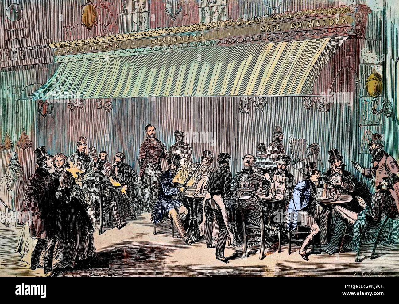 Paris au 19eme siecle. Le boulevard des Italiens vers 1860 - Le cafe ... Paris au 19eme siecle. Le boulevard des Italiens vers 1860 - Le cafe ...