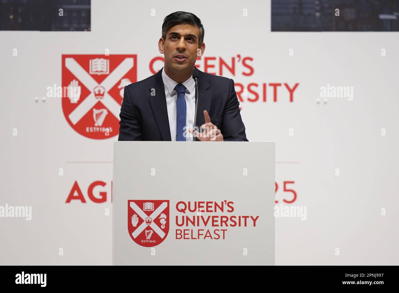 Prime Minister Rishi Sunak speaking during the international conference ...