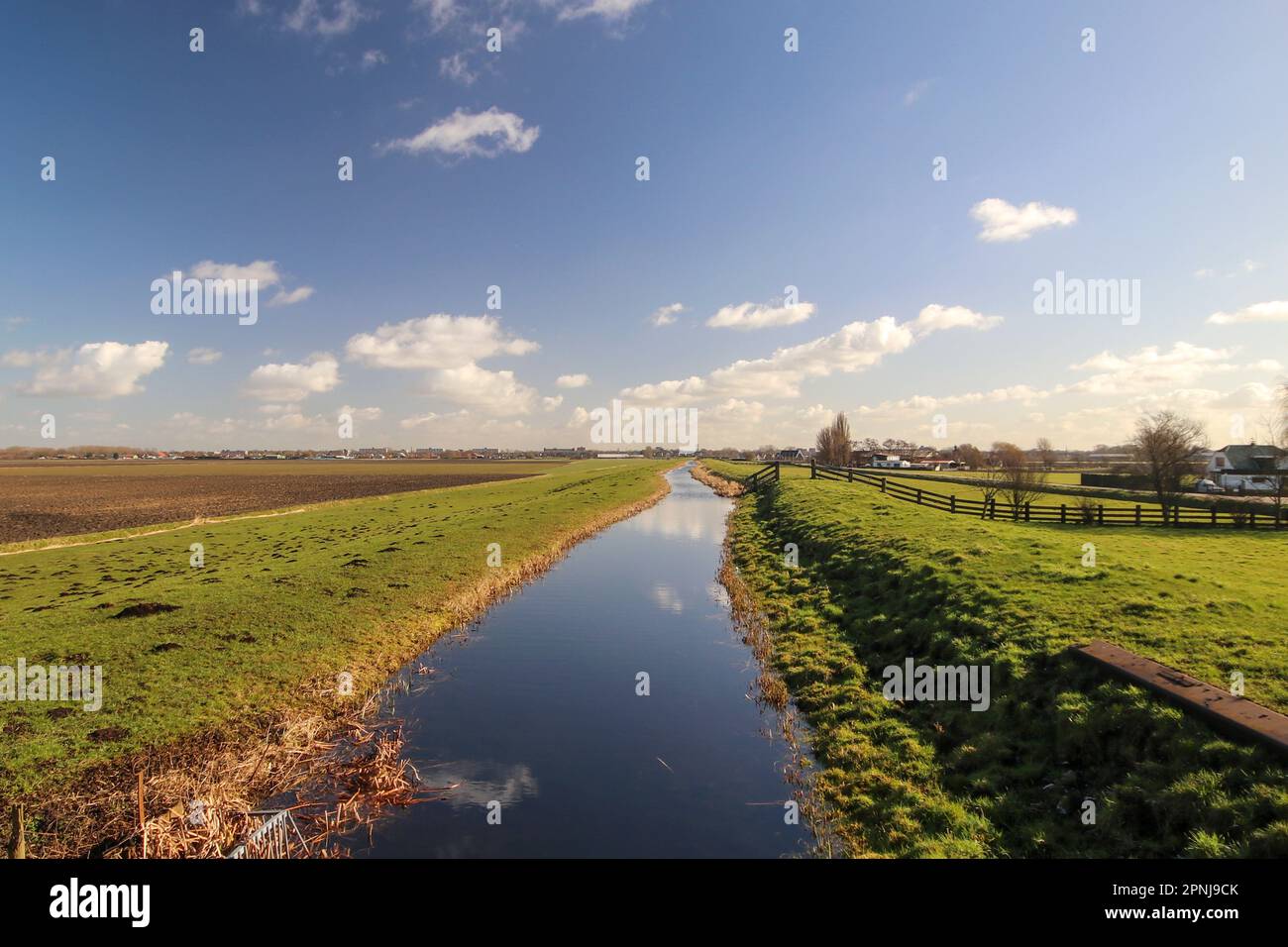 Watering canal in the Wilde Veenen polder between Waddinxveen and ...