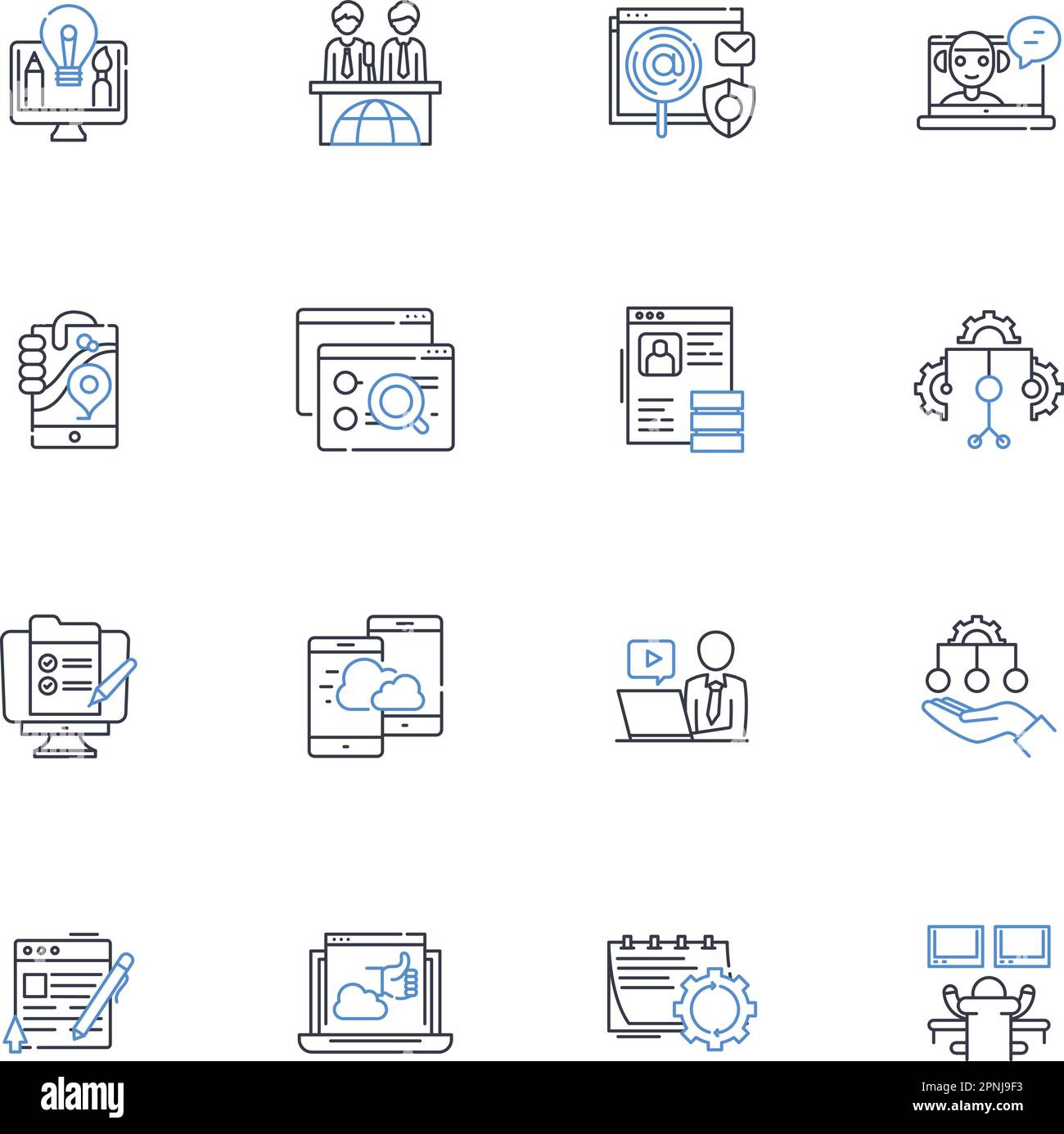 Online presence line icons collection. Visibility, Identity, Branding ...