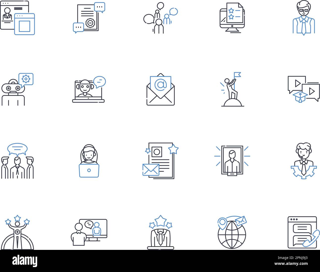 Word line icons collection. I, Intelligence, Automation, Robotics ...