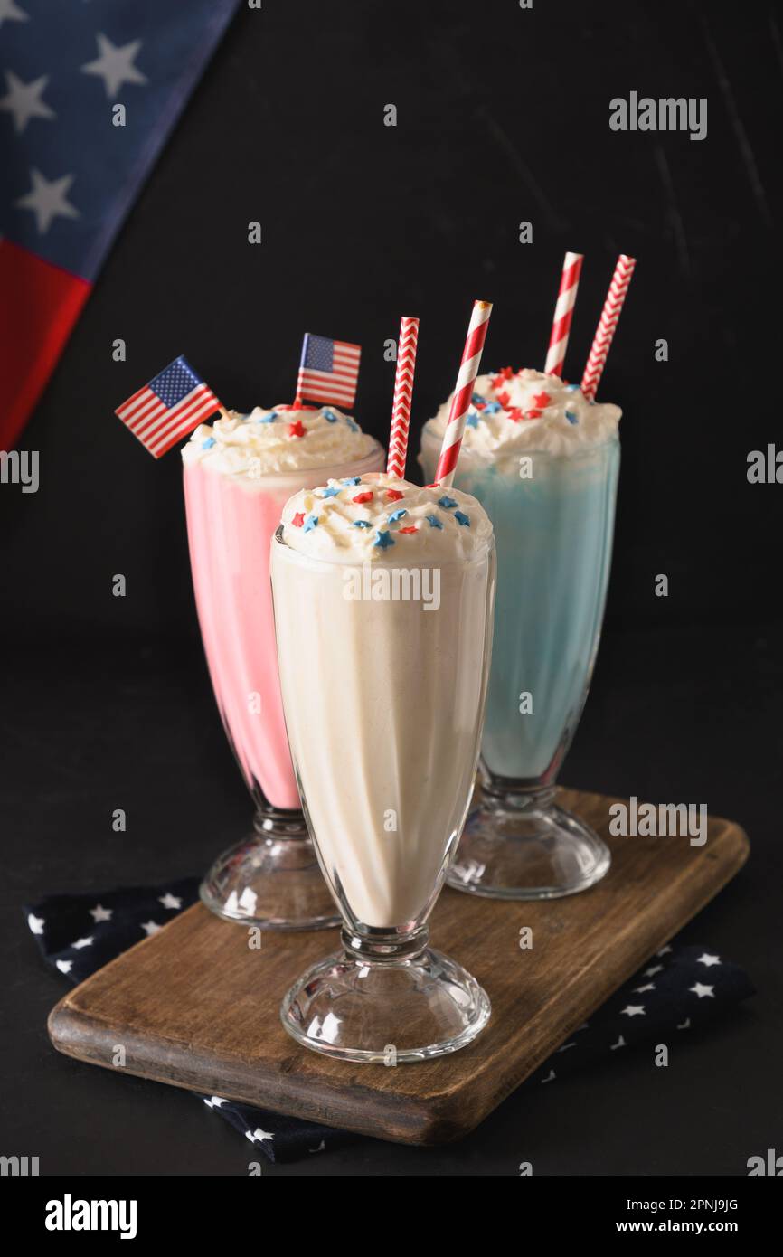 Strawberry and vanilla milkshake for Patriotic Independence Day in USA ...