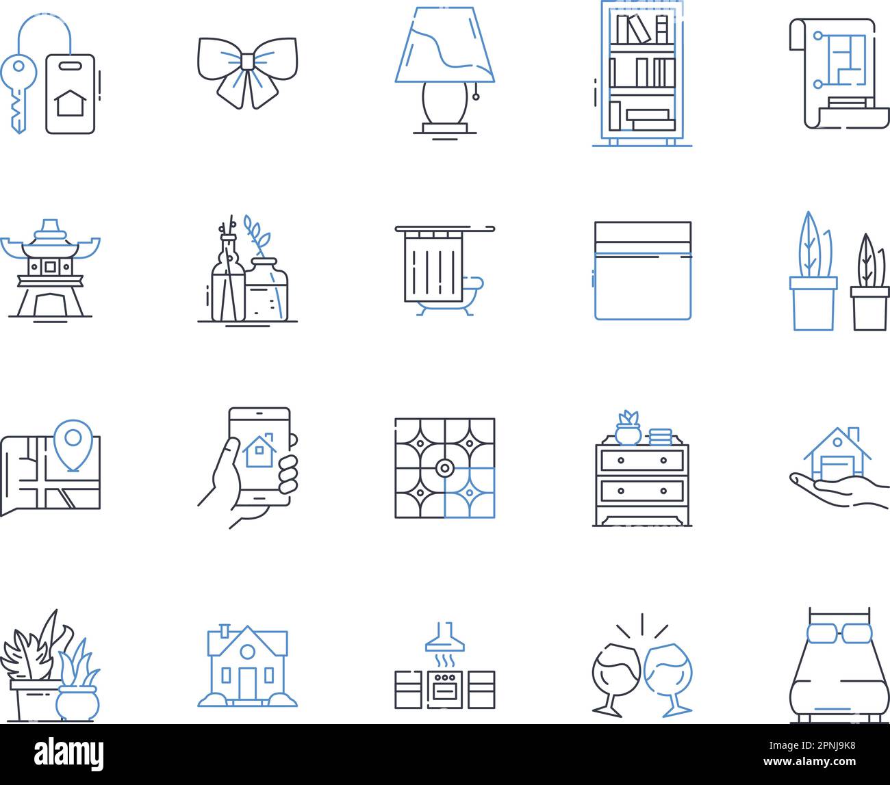 Homestead and domicile line icons collection. Abode, Homely, Farmstead ...