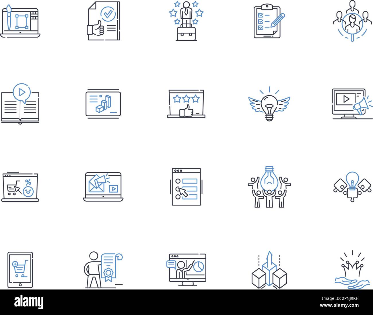 Promotional firm line icons collection. Advertising, Promotions ...