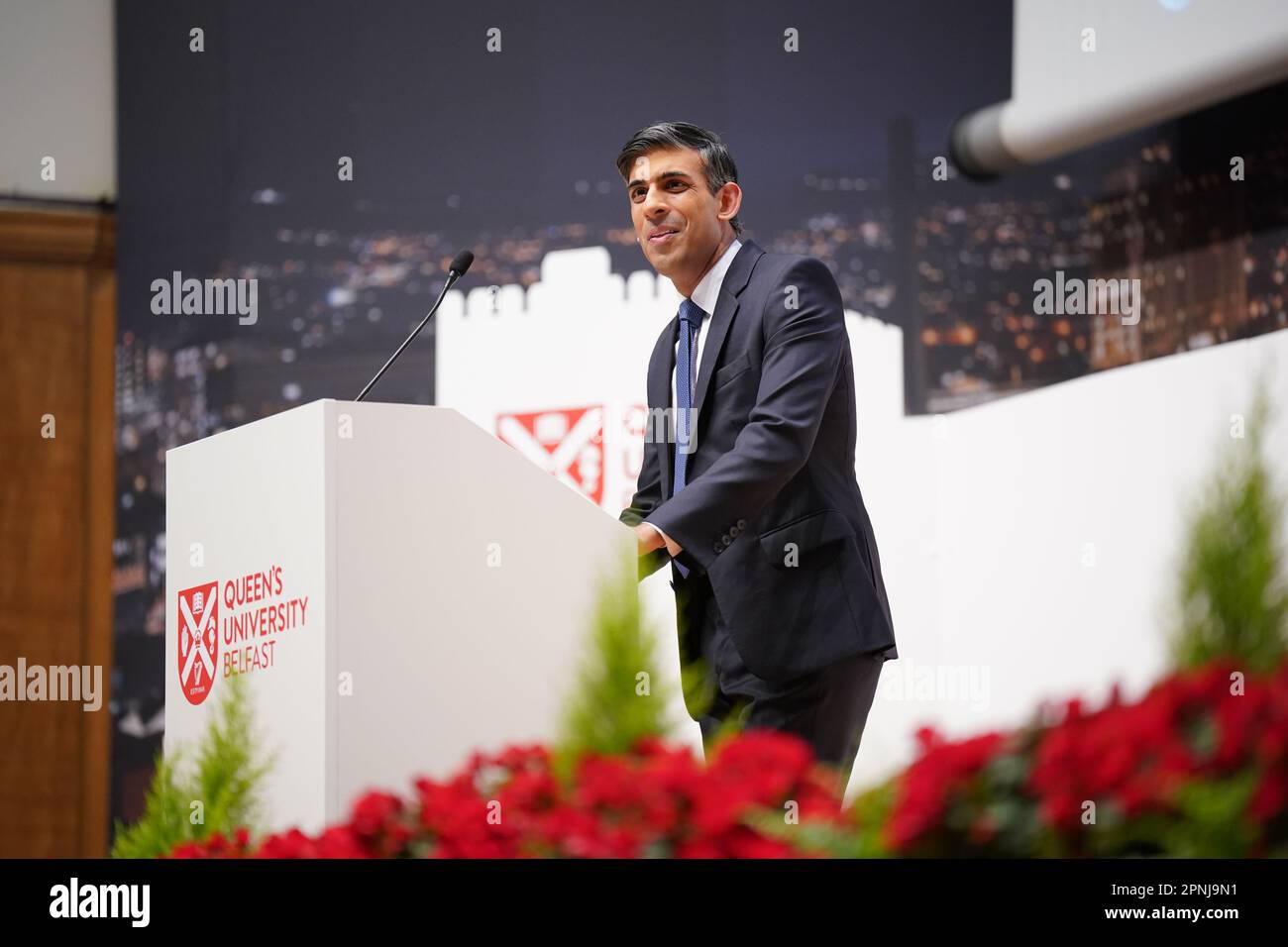Prime Minister Rishi Sunak speaking during the international conference ...