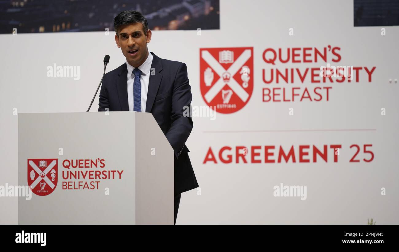 Prime Minister Rishi Sunak speaking during the international conference ...