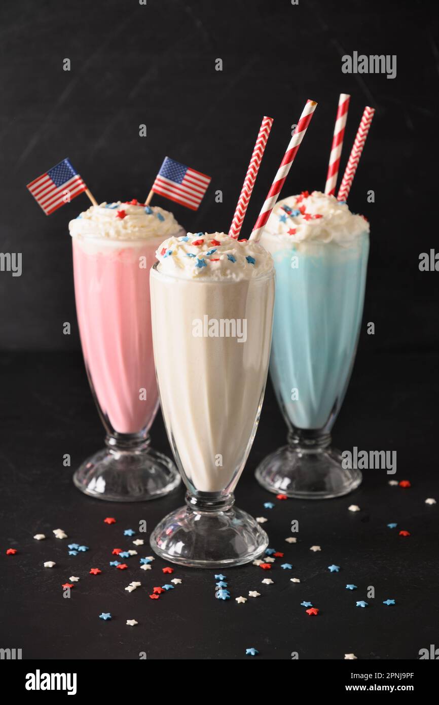 Strawberry and vanilla milkshakes for Patriotic Independence Day in USA ...