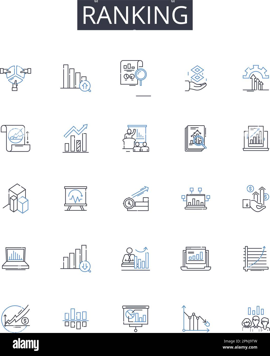 Ranking line icons collection. Encryption, Authentication, Firewall ...