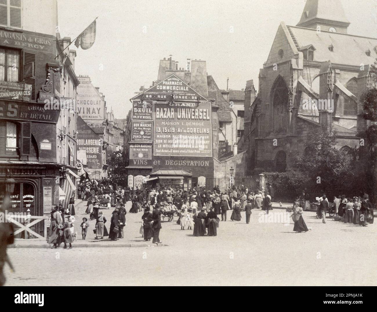 A market day, in the morning, Place Saint-Médard in Paris by Atget ...