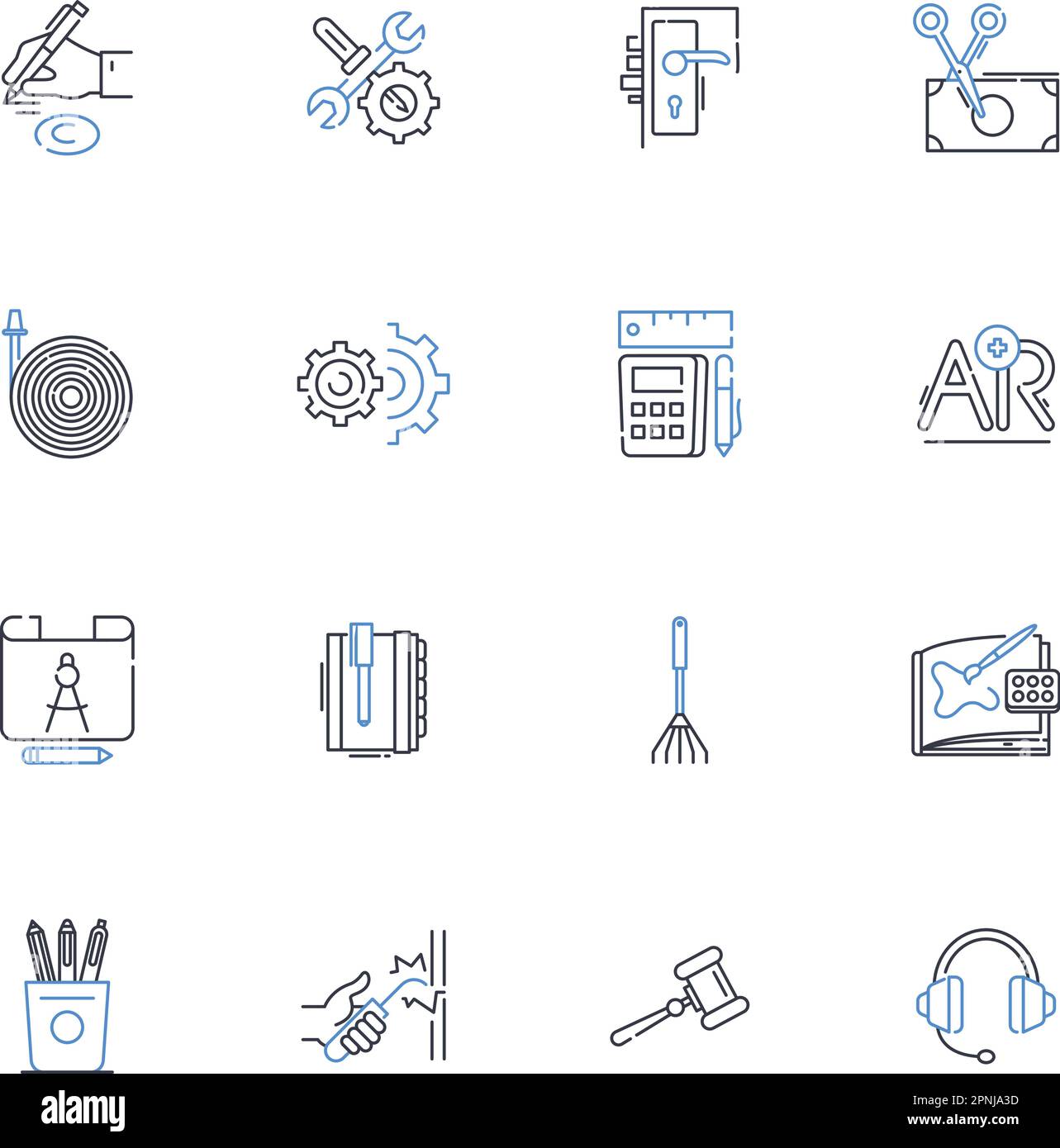 Biomedical research line icons collection. Genetics, Neurology ...