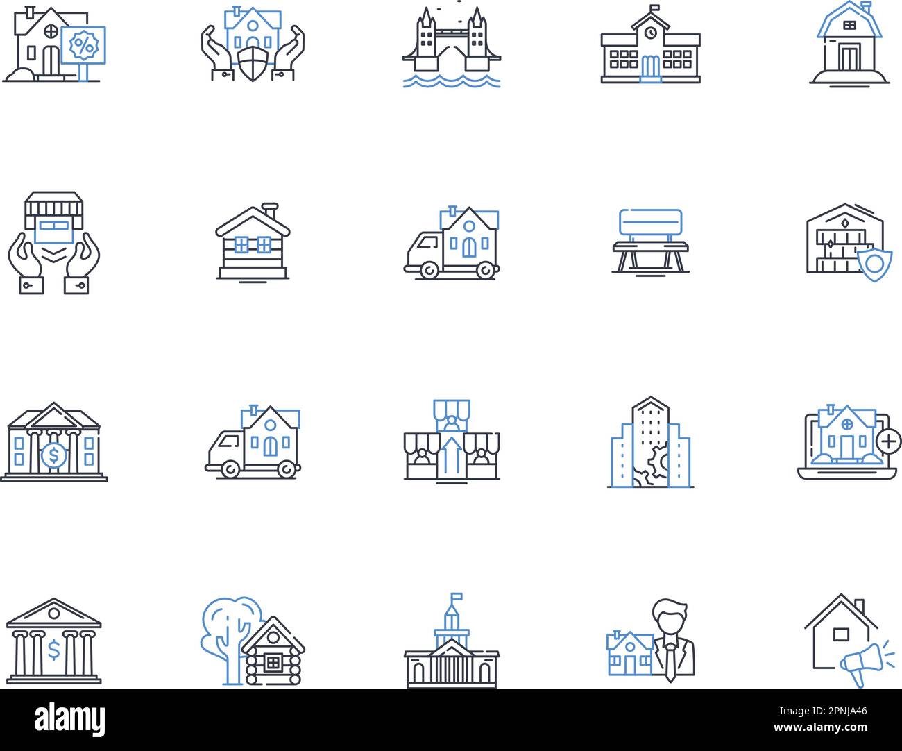 Forming line icons collection. Development, Creation, Construction ...