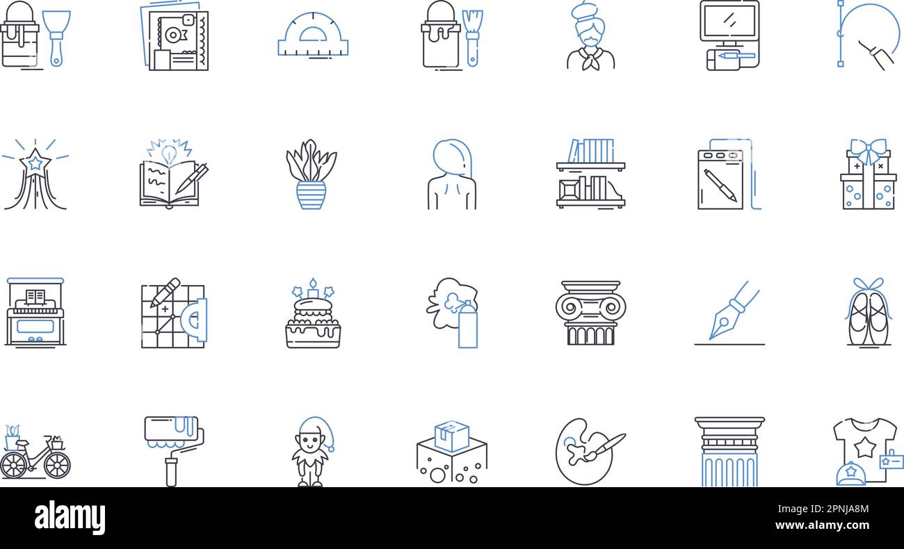 Resolute pursuit line icons collection. Determination, Persistence ...