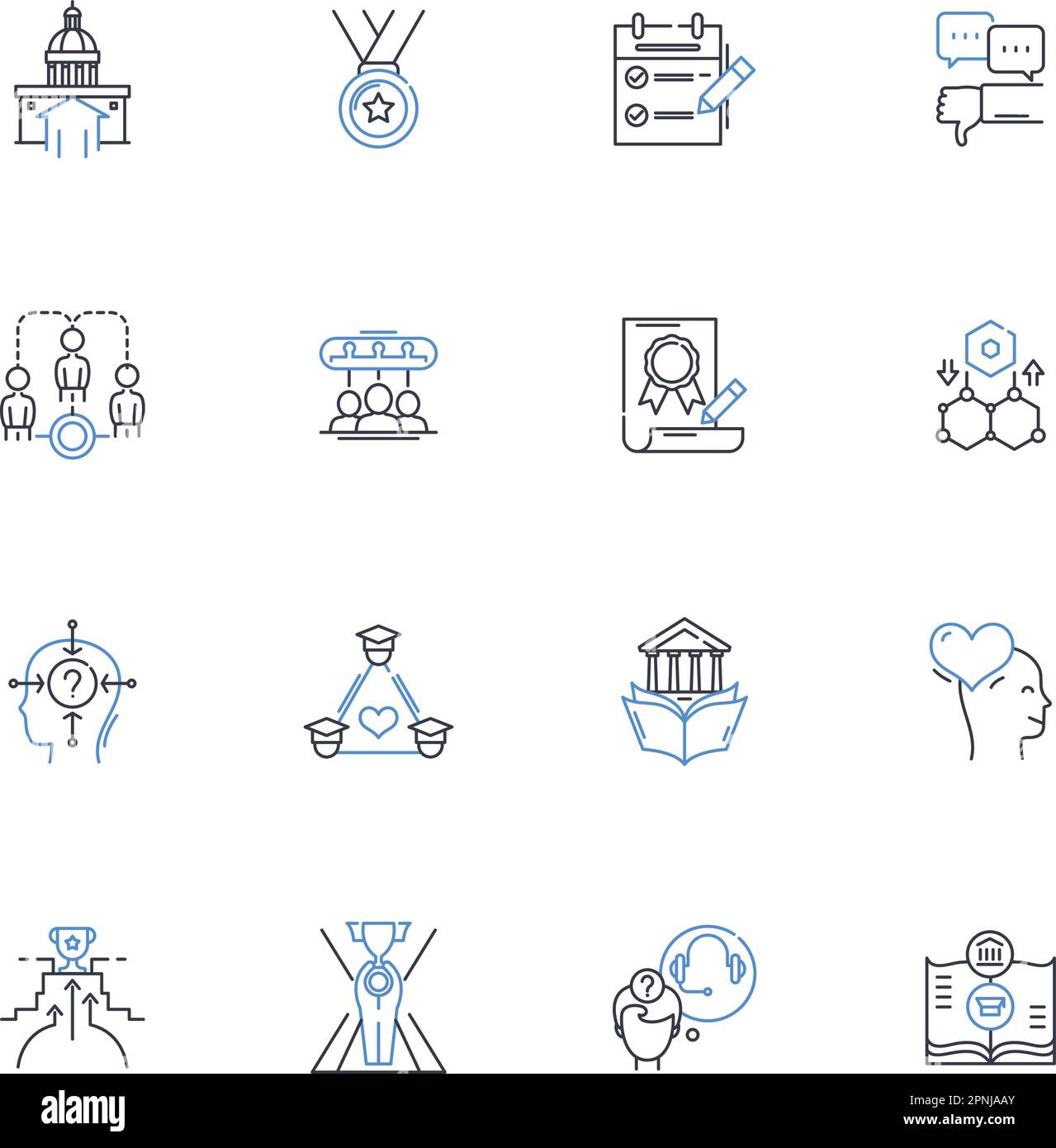 Intellectual Development Line Icons Collection Learning Understanding Reasoning Insight