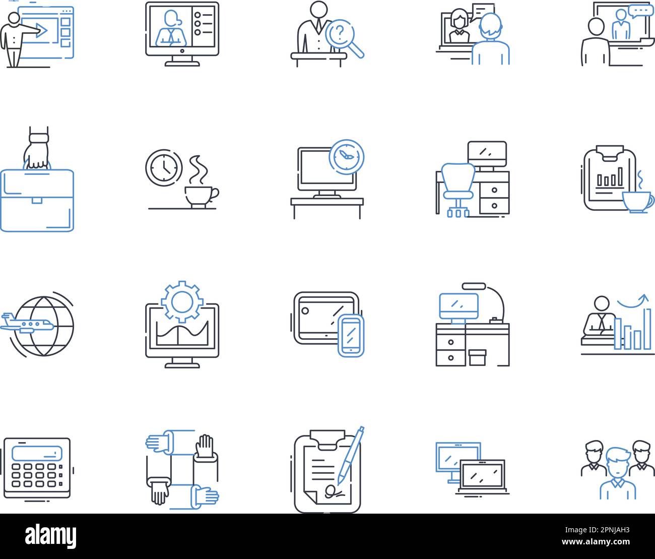 Corporation workplace line icons collection. Hierarchical, Metropolis ...