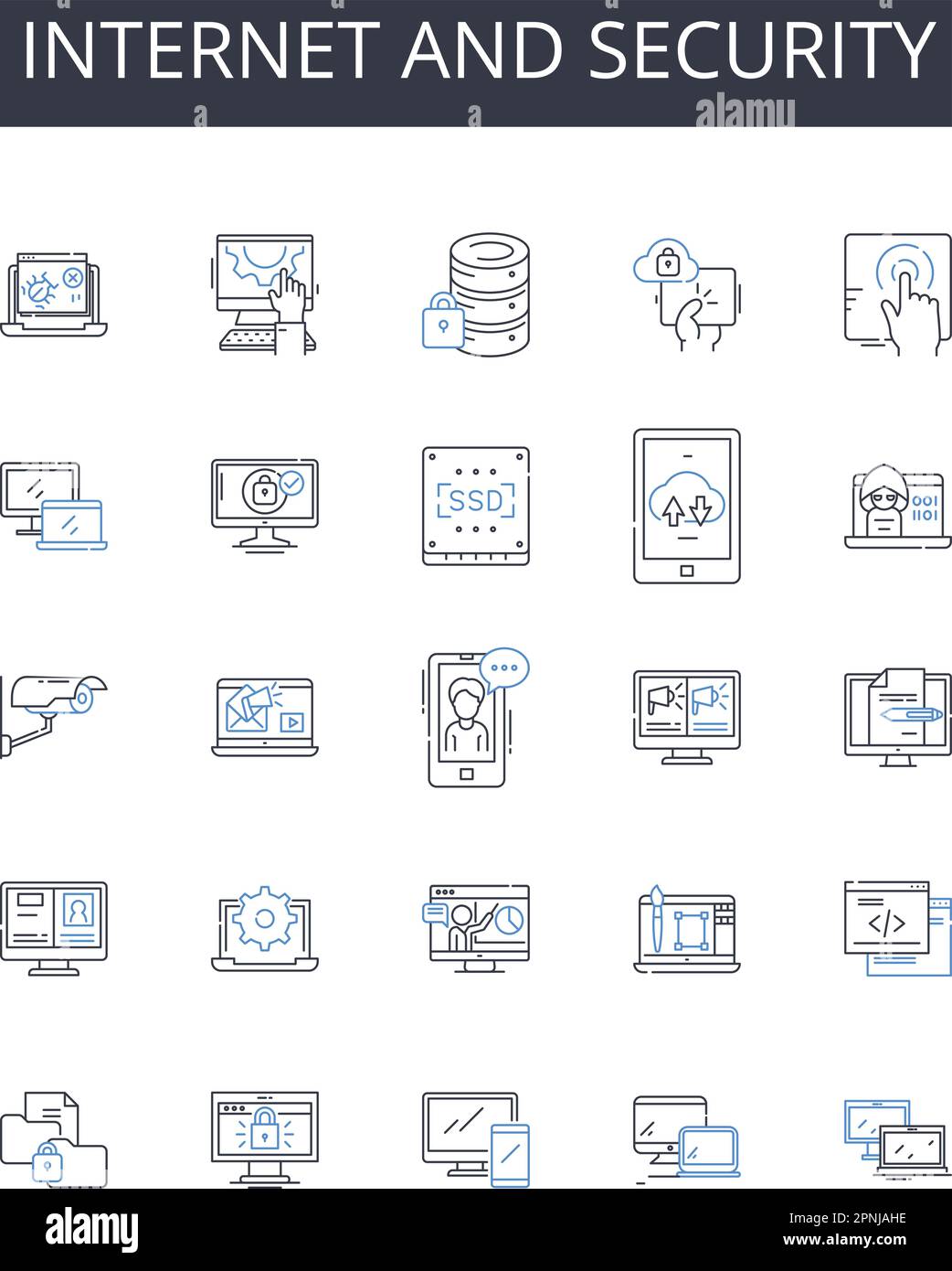 Internet and security line icons collection. Cybersecurity, Online ... Internet and security line icons collection. Cybersecurity, Online ...