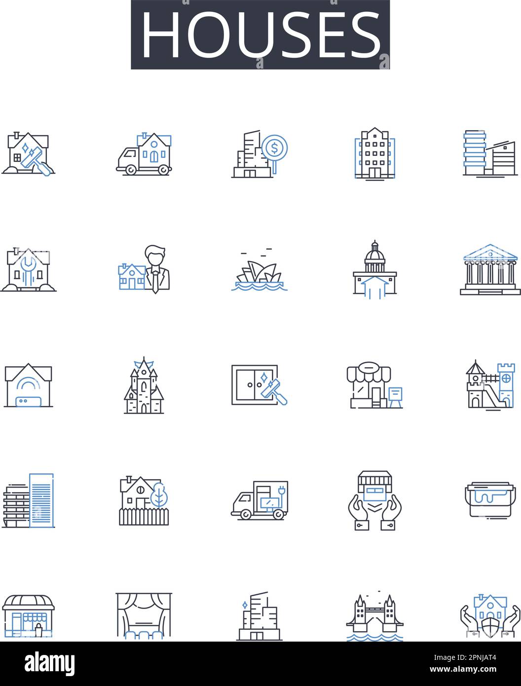 Houses line icons collection. Residences, Dwellings, Abodes, Homesteads ...