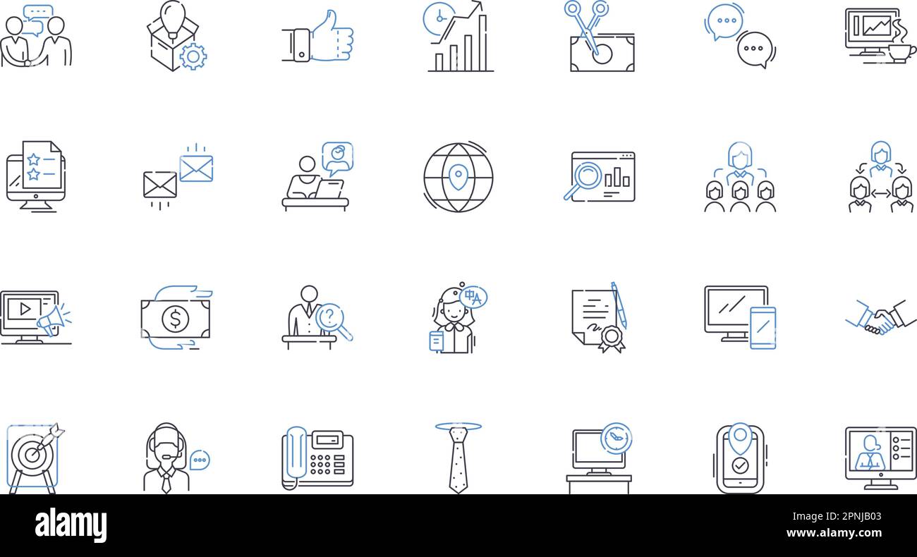 Alliance Collaboration Line Icons Collection Unity Partnership