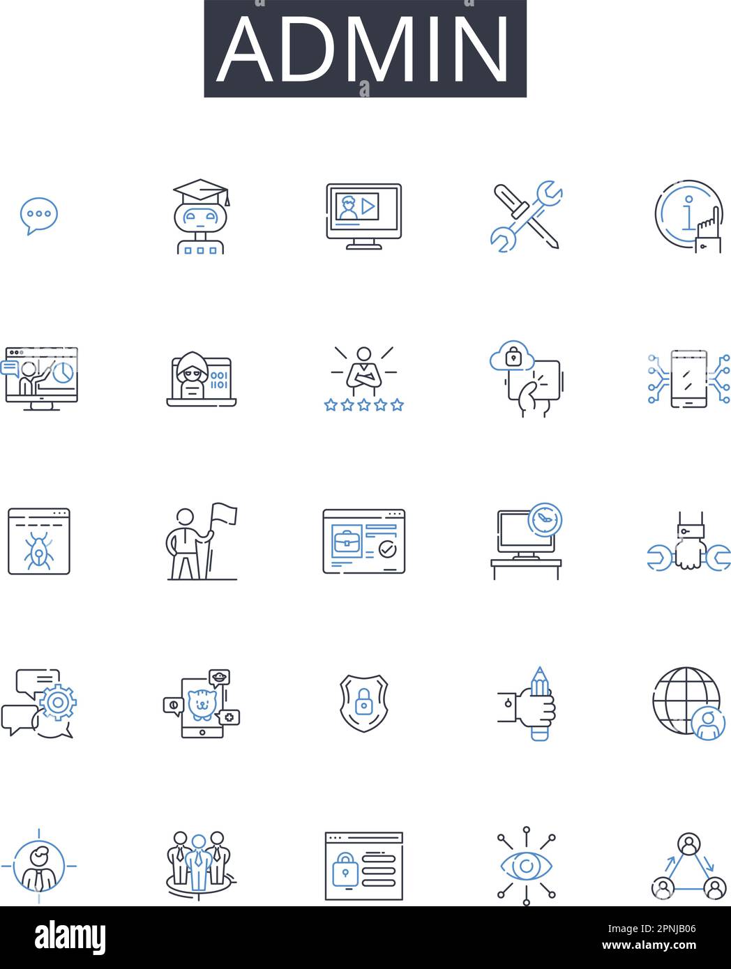 Admin line icons collection. Boss, Supervisor, Manager, Director, Leader, Executive, Head honcho ...