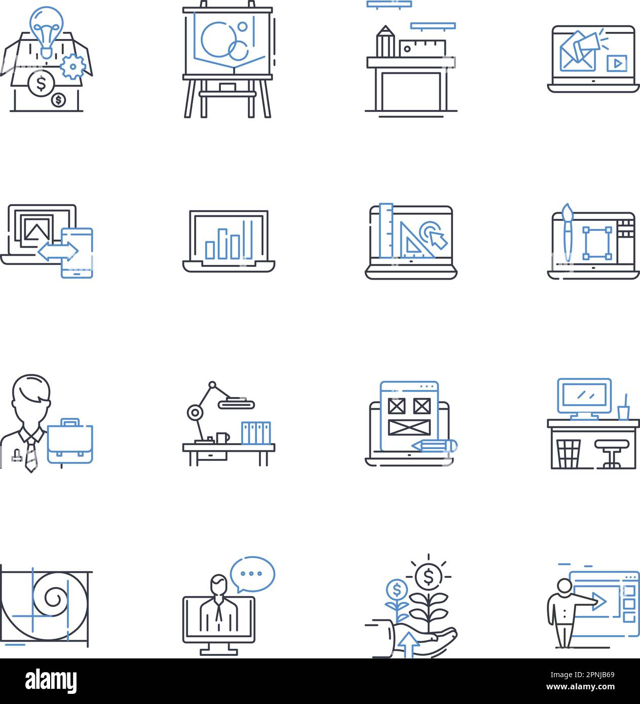 Department conference line icons collection. Collaboration, Learning ...