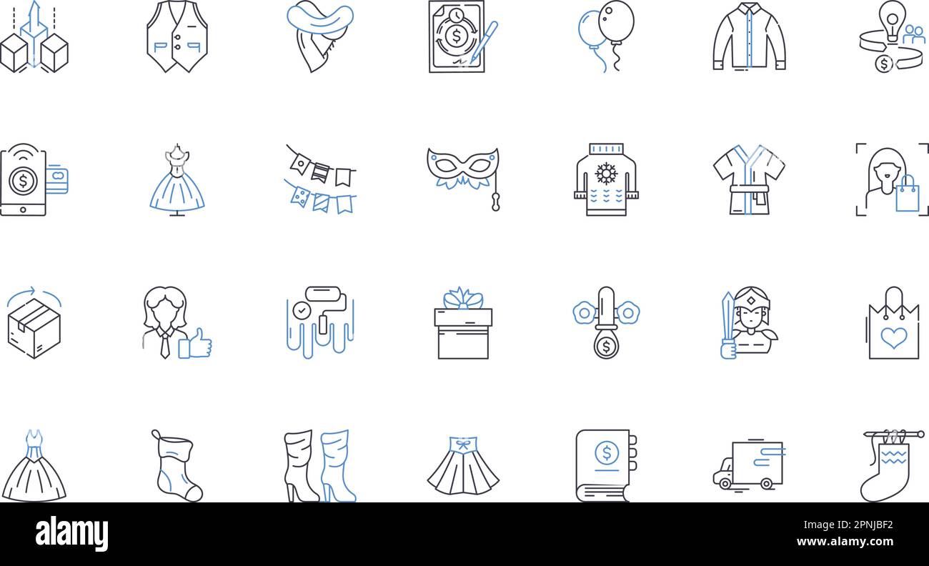Attire assembly line line icons collection. Production, Garments ... Attire assembly line line icons collection. Production, Garments ...