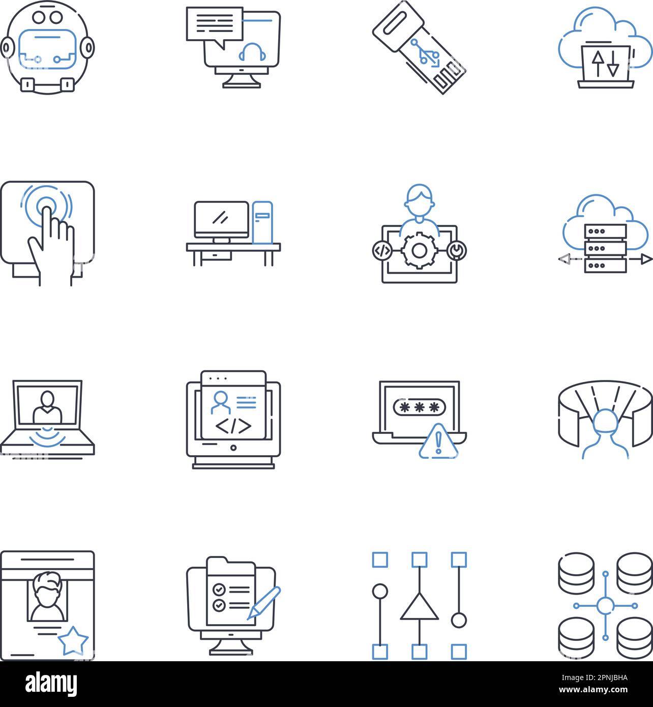 Cyber Bright Line Icons Collection Security Privacy Cybercrime