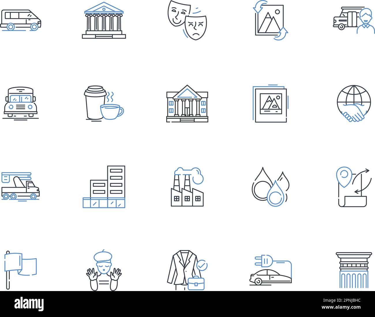 Borough line icons collection. Brooklyn, Queens, Manhattan, Bronx ...