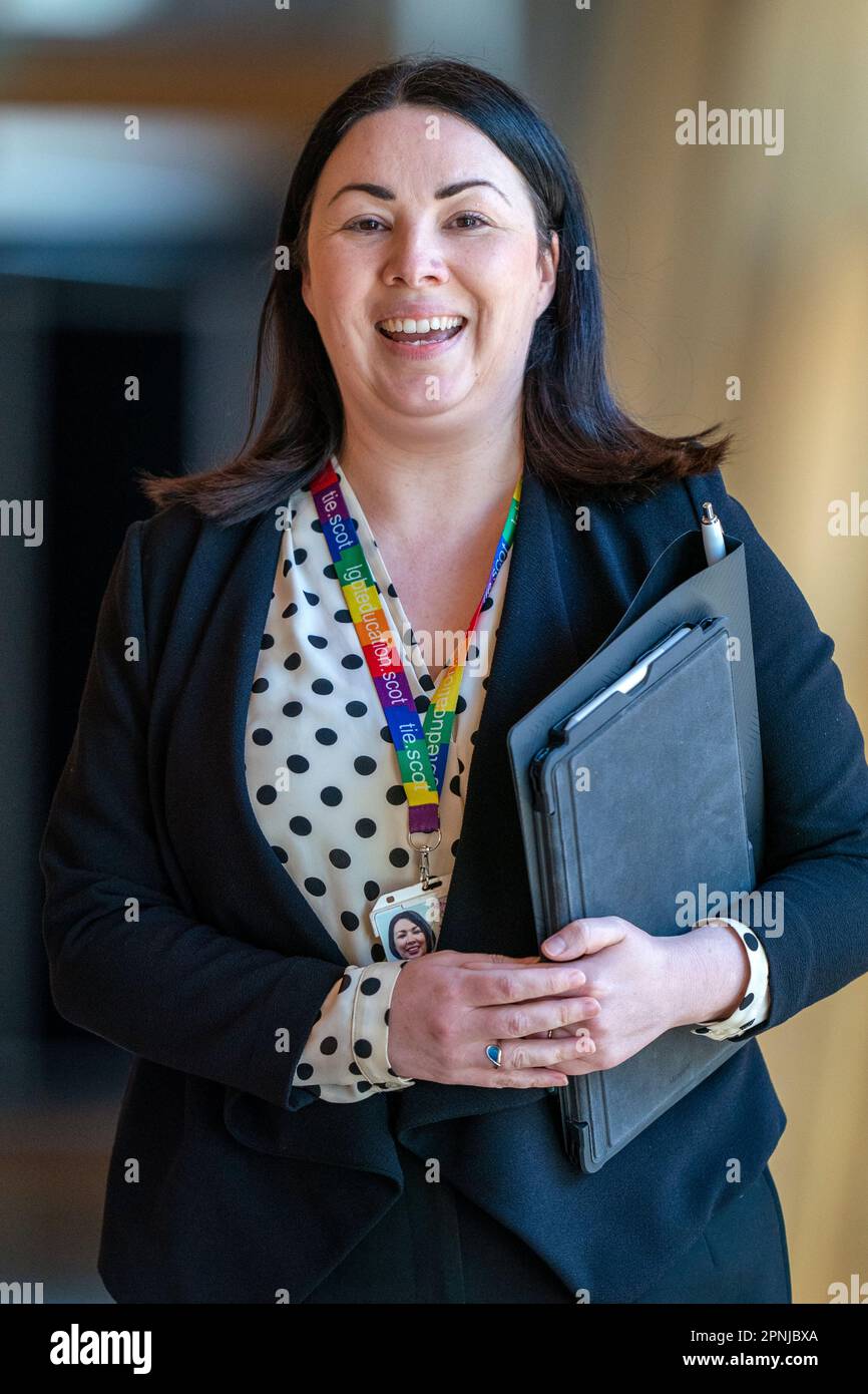 Scottish Labour's Monica Lennon heads to the main chamber in the ...