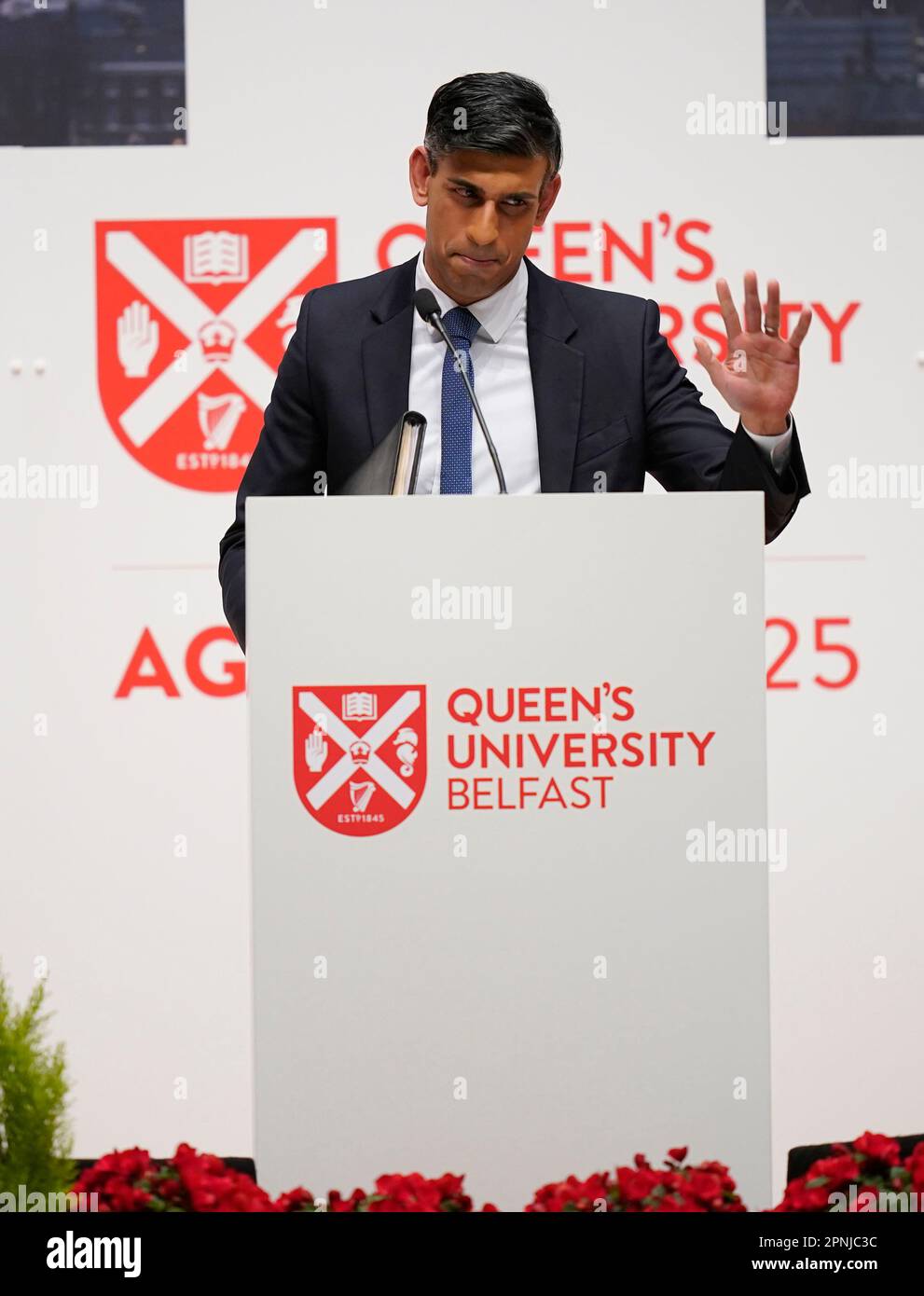 Prime Minister Rishi Sunak speaking during the international conference ...
