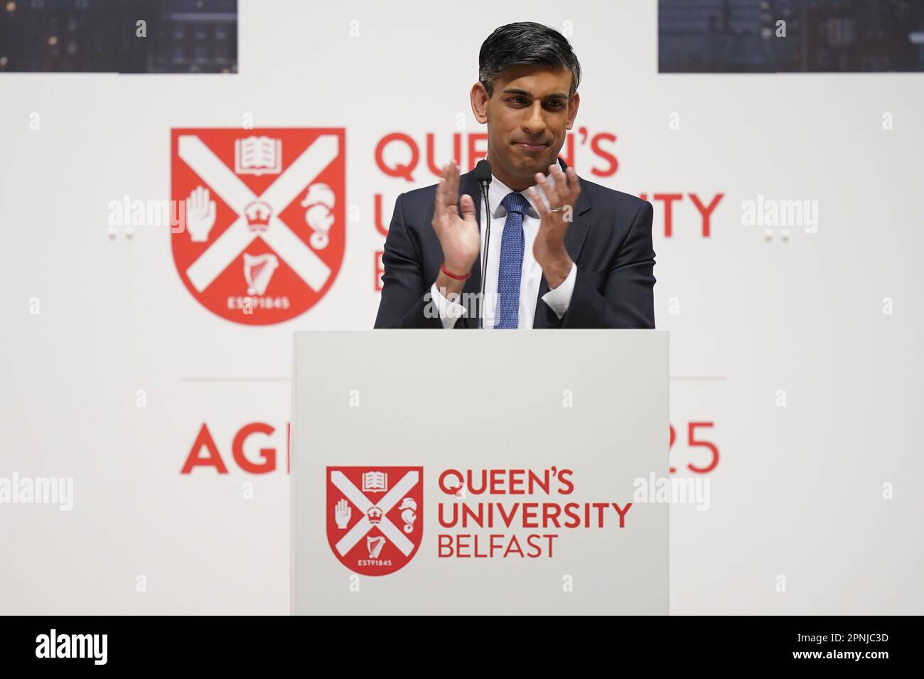 Prime Minister Rishi Sunak speaking during the international conference ...