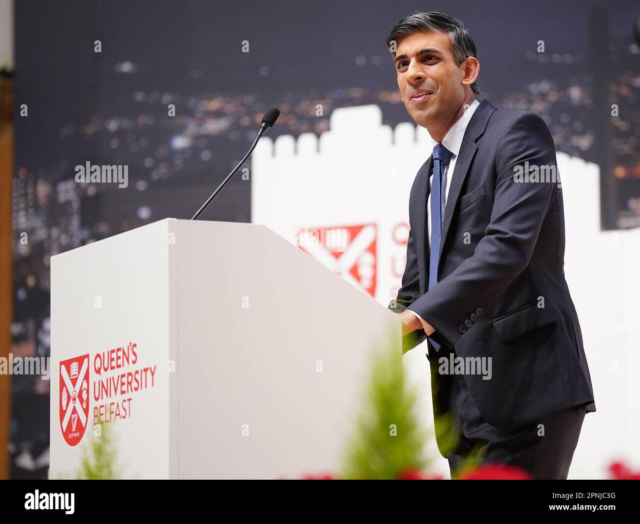 Prime Minister Rishi Sunak speaking during the international conference ...