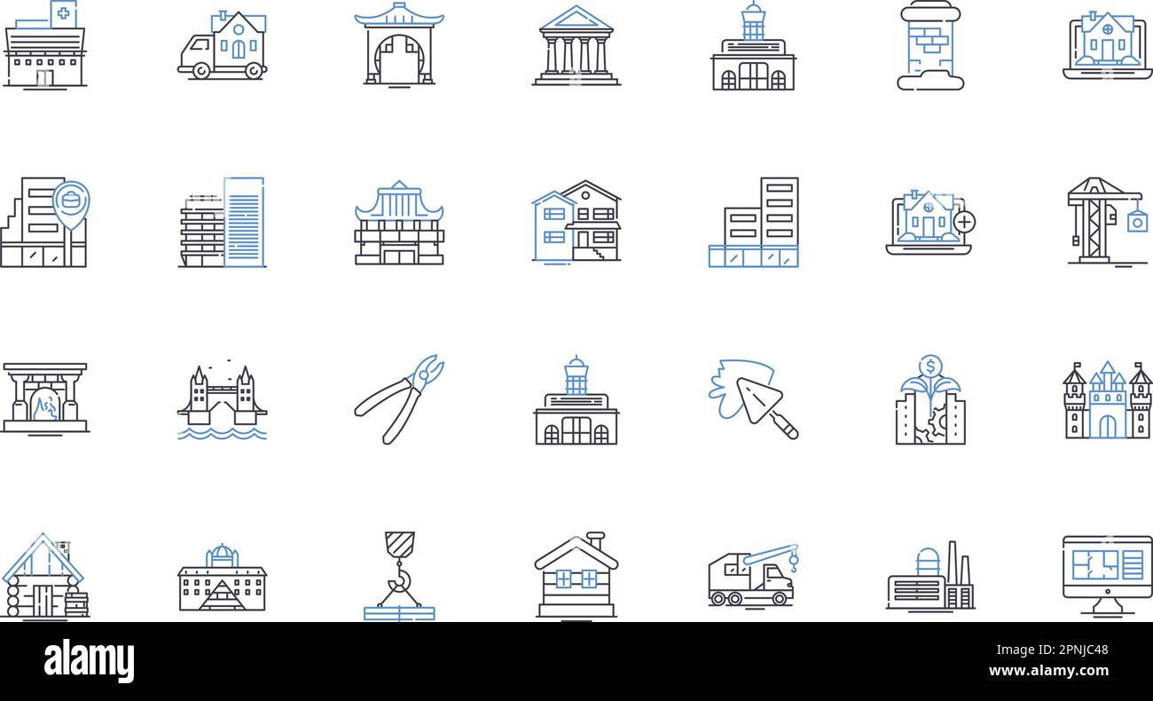 Jackhammer line icons collection. Heavy-duty, Vibrant, Powerful ...