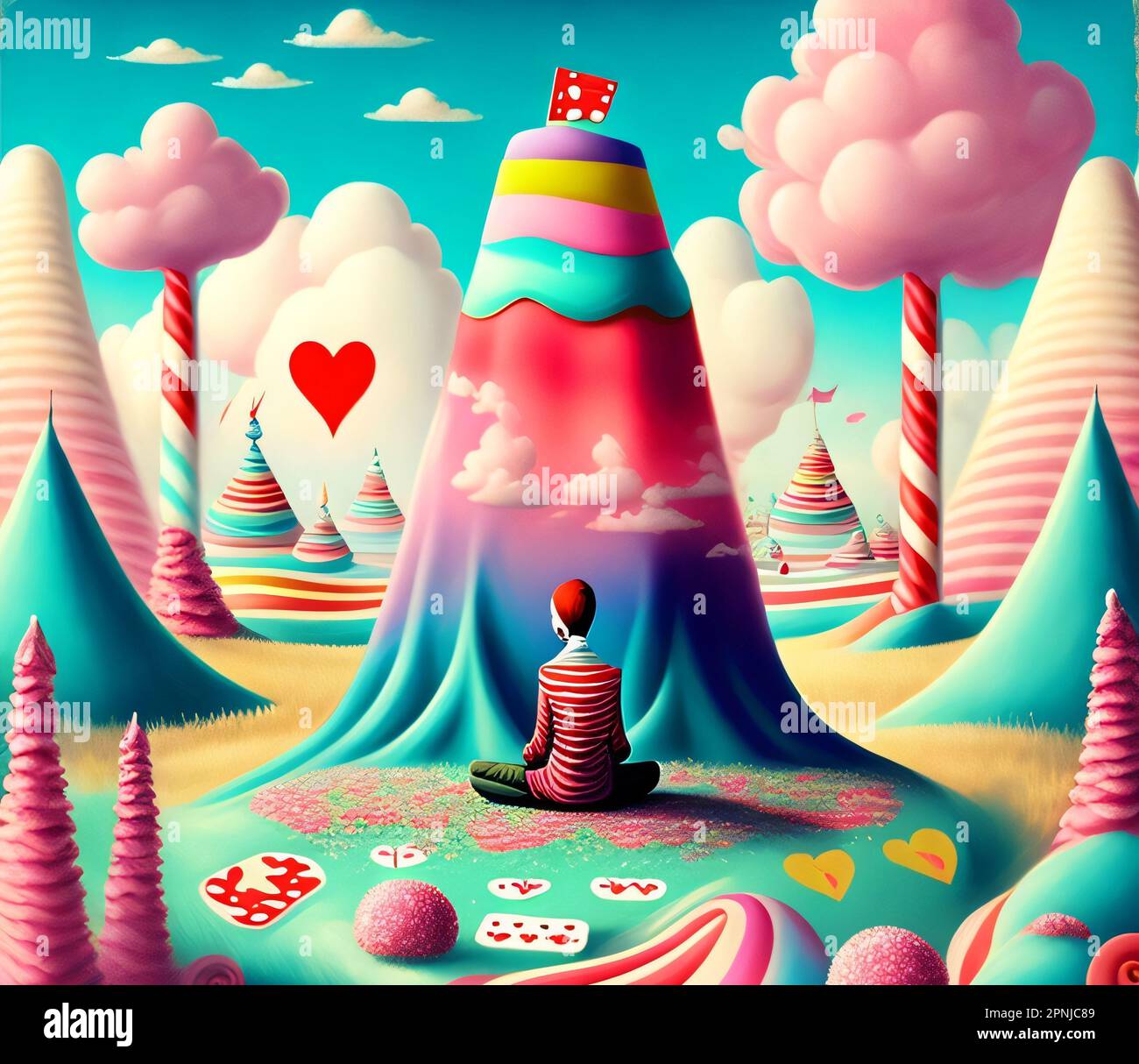 illustration of a fantasy landscape with a lot of magic objects Stock ...