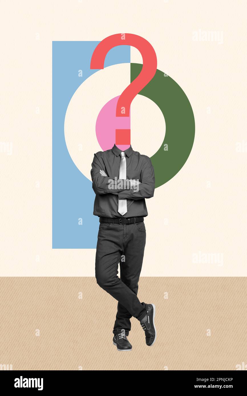 Vertical collage picture of black white colors man crossed arms big ...