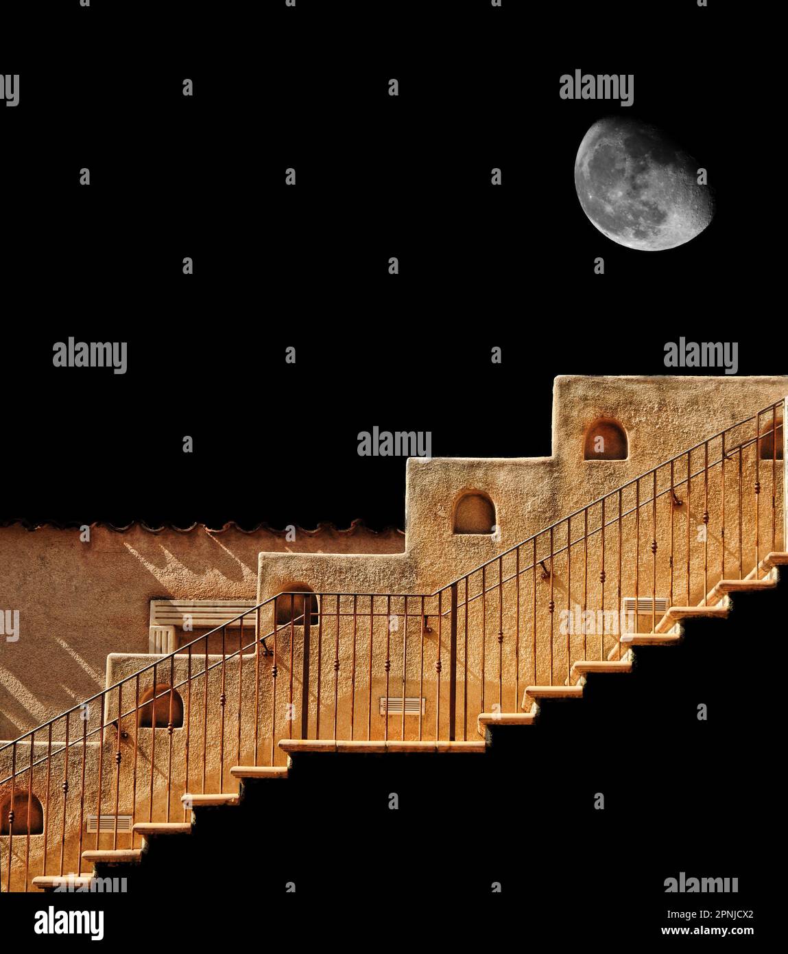 Stairway to the Moon isolated over black Stock Photo - Alamy