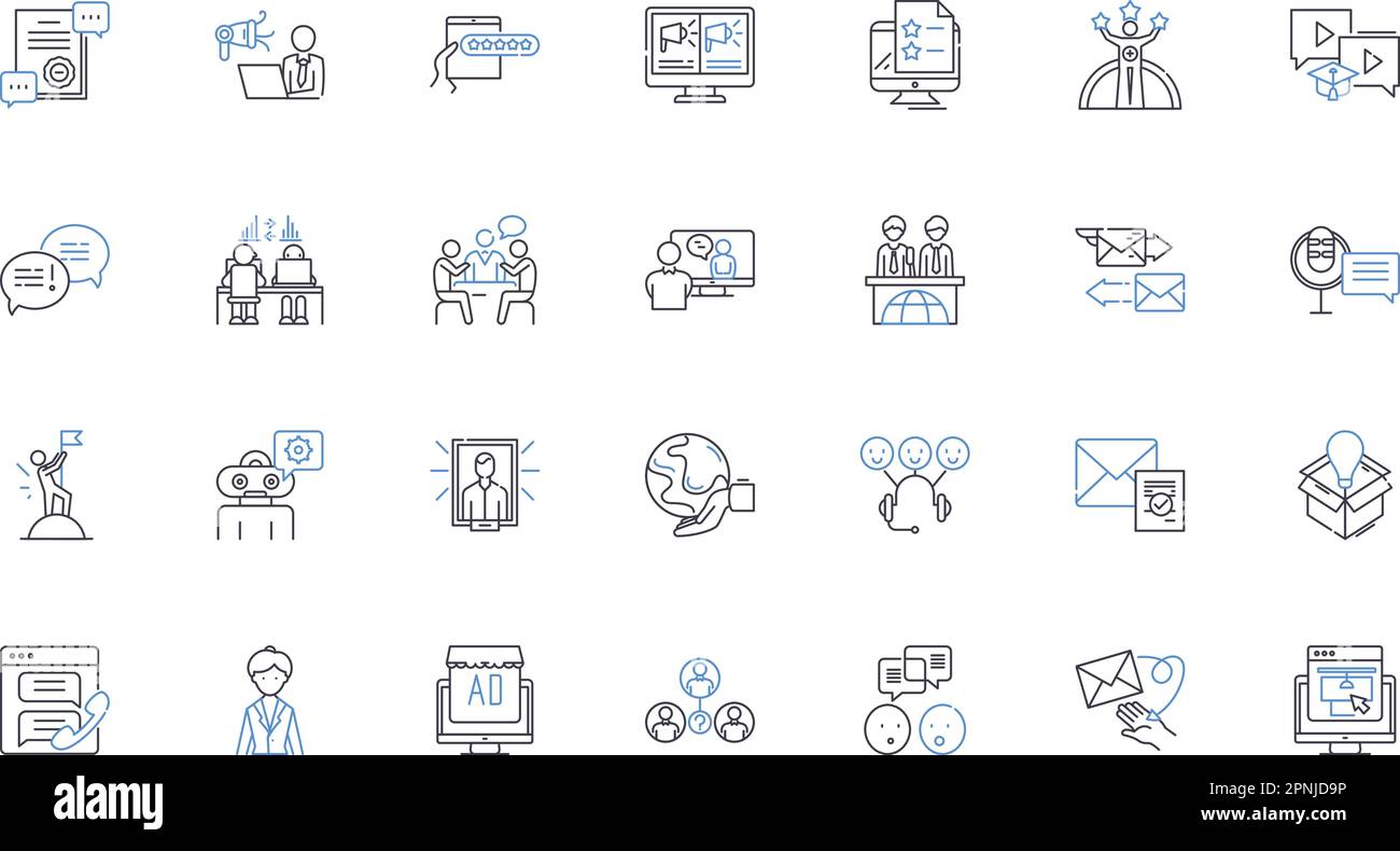 Announcement line icons collection. Statement, Notice, Bulletin, Memo, Communication, Disclosure ...